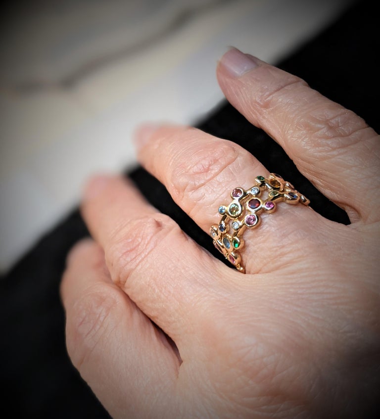 Eternity Ring in 14ky with Colored Gemstones and Diamonds at 1stDibs