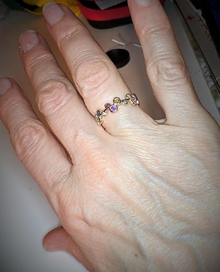 Eternity Ring in 14ky with Colored Gemstones and Diamonds at 1stDibs