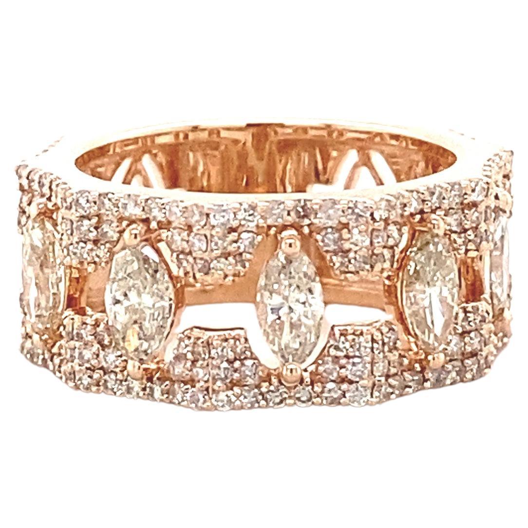Eternity Ring With Marquise and Round Cut Diamonds set in 18K Solid ...