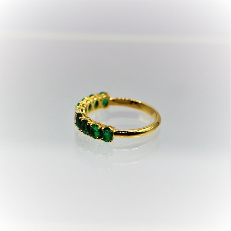 Eternity Ring with Oval Brilliant Cut Green Emeralds and Diamond in ...
