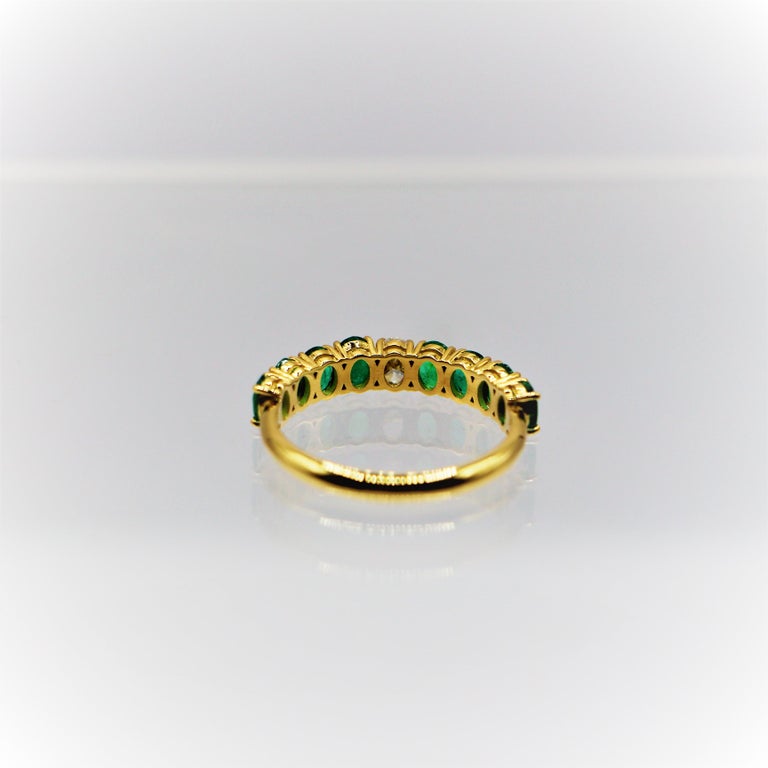 Eternity Ring with Oval Brilliant Cut Green Emeralds and Diamond in ...