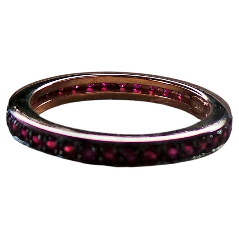 Eternity Rubies 0.70k Rose Gold Stackable Cocktail Ring For Sale at 1stDibs
