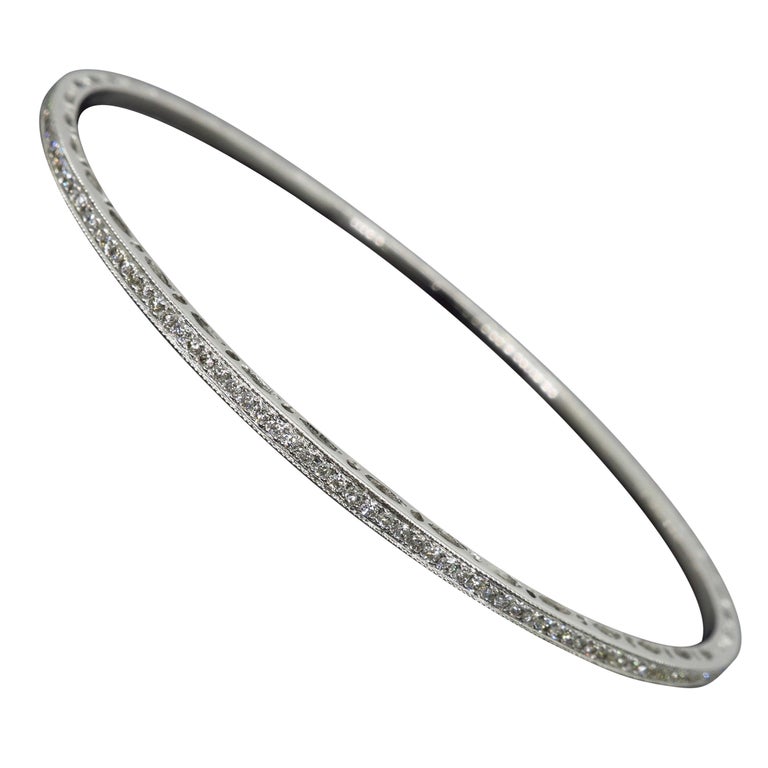 Eternity Style Diamond Bangle Bracelet at 1stDibs