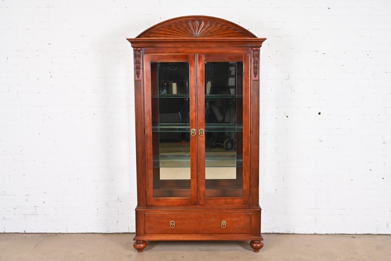 Ethan Allen British Colonial Cherry Wood Lighted Bookcase or Display ...