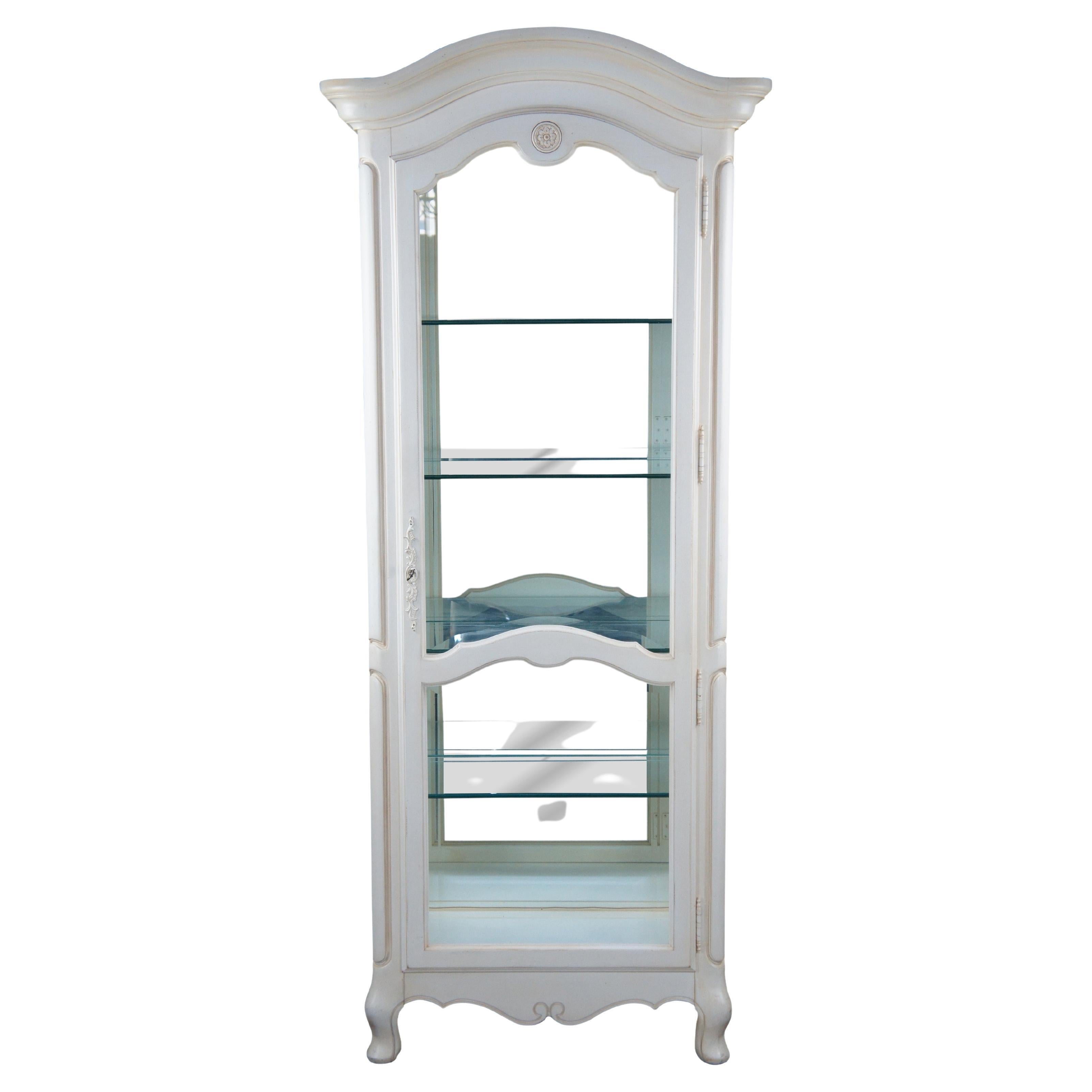 Antique American Empire Oak Curved Bowfront Glass Curio Display Cabinet ...