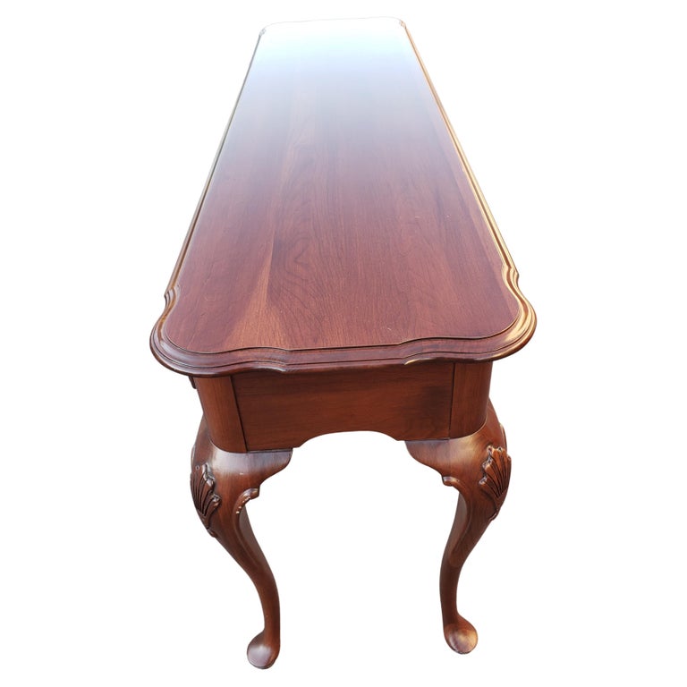 Ethan Allen Georgian Court Solid Cherry Sofa Table with Three Drawers For Sale at 1stDibs