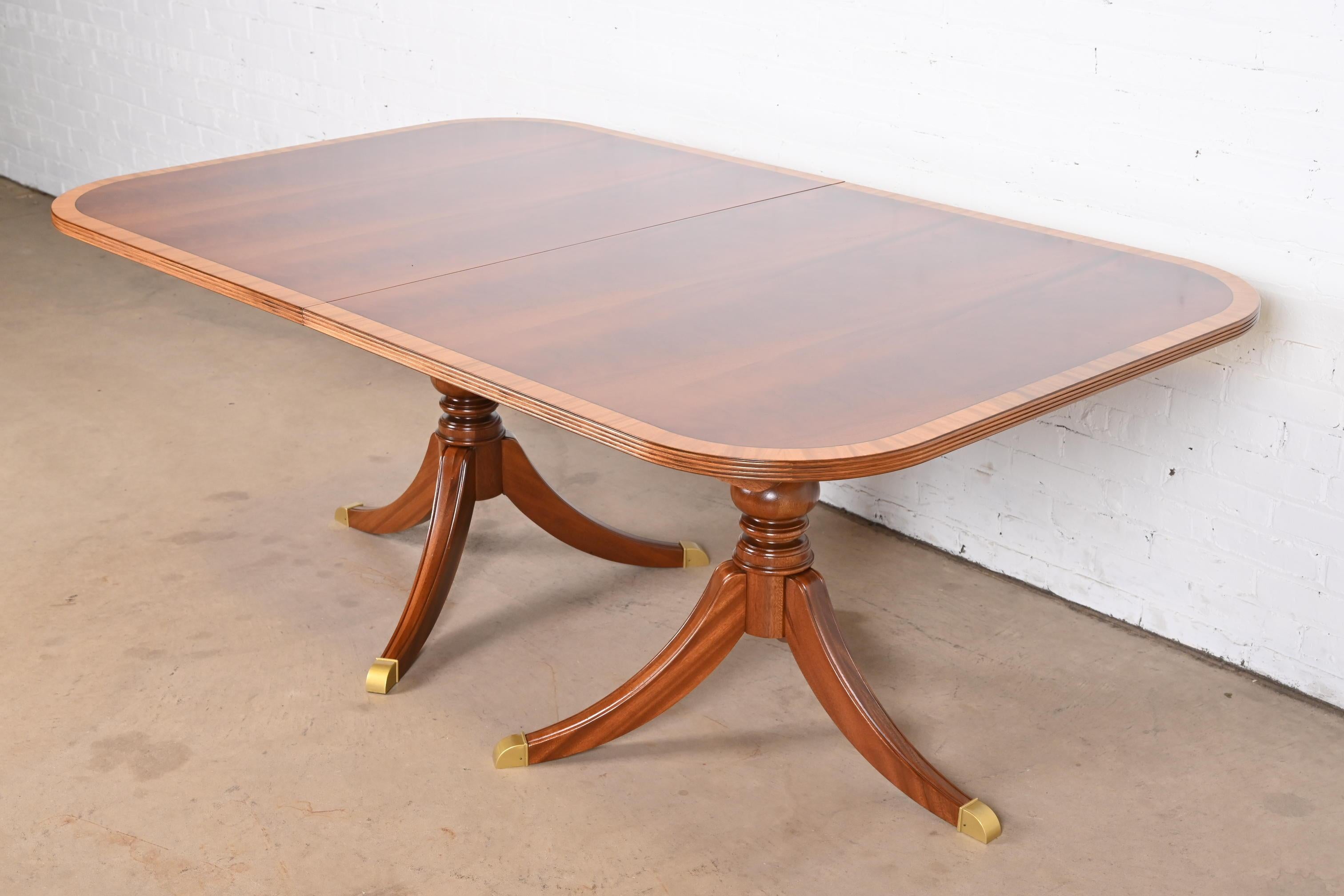 Georgian Flame Mahogany Double Pedestal Dining Table, Refinished For ...