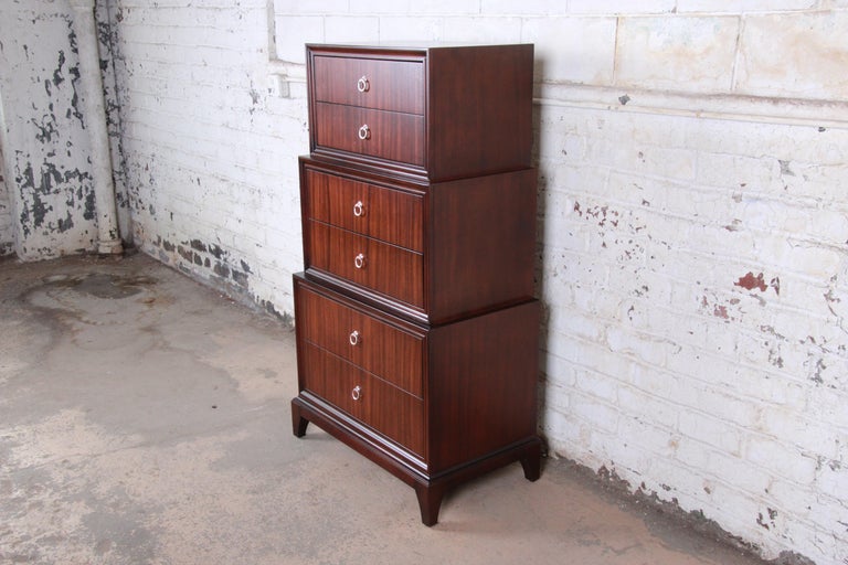 Ethan Allen Modern Walnut Six-Drawer Highboy Chest of Drawers at ...