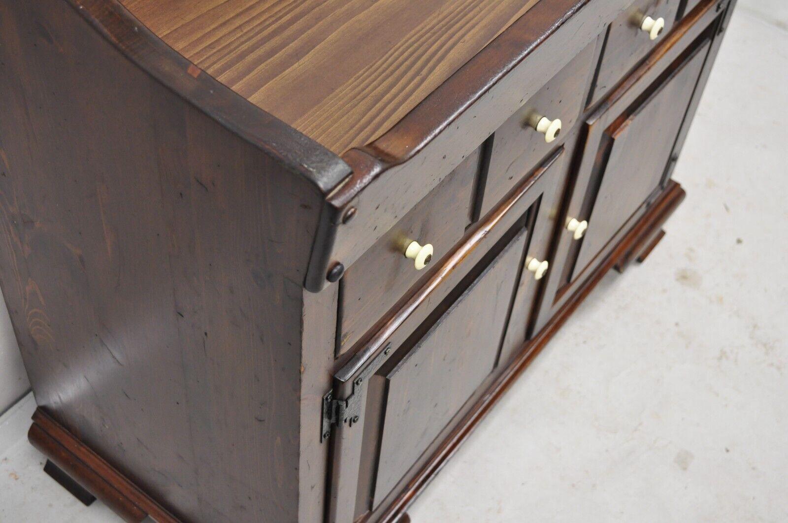 Ethan Allen Old Tavern Antiqued Pine Wood Drysink Cupboard Buffet ...