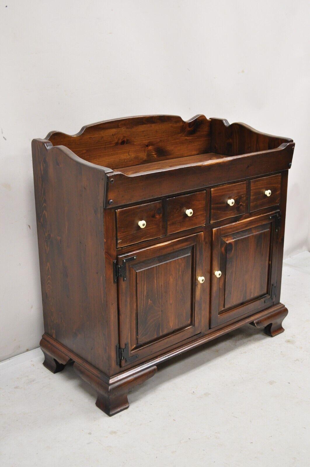 Ethan Allen Old Tavern Antiqued Pine Wood Drysink Cupboard Buffet ...