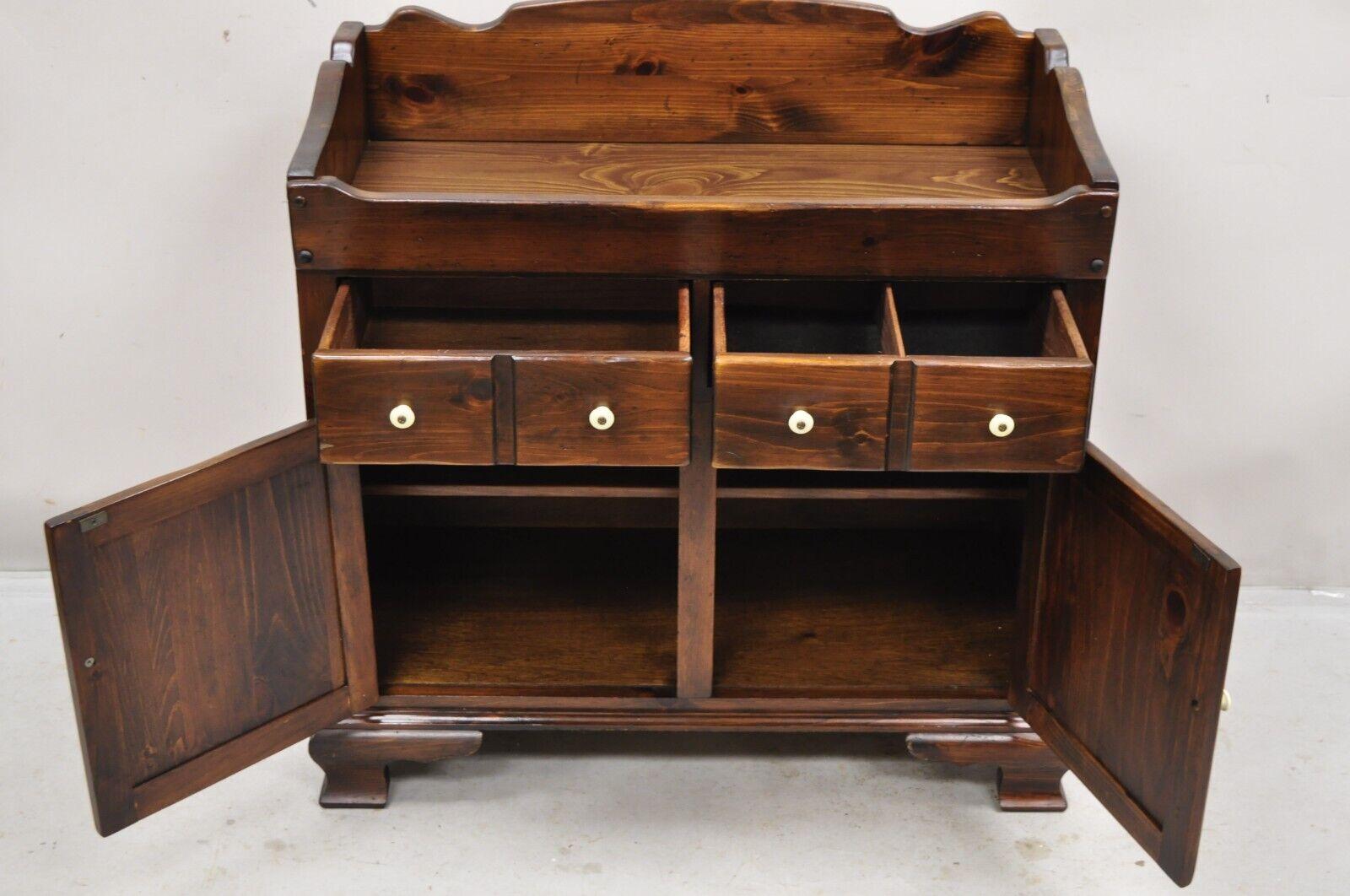 Ethan Allen Old Tavern Antiqued Pine Wood Drysink Cupboard Buffet ...