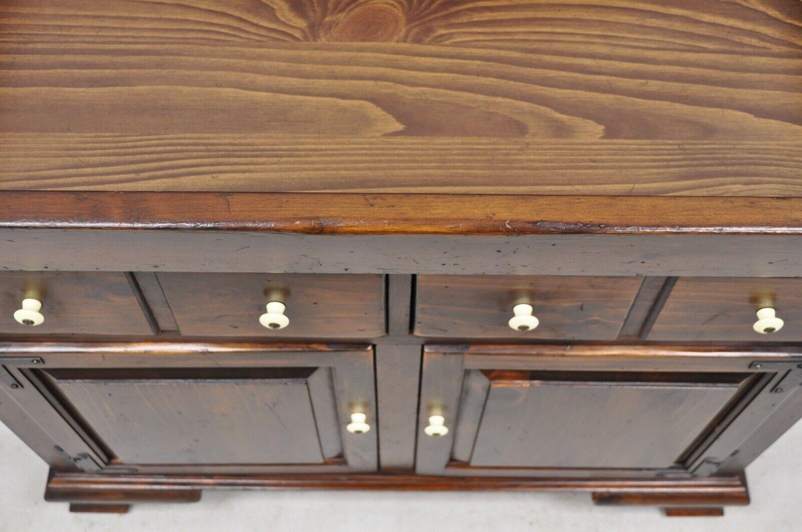 Ethan Allen Old Tavern Antiqued Pine Wood Drysink Cupboard Buffet ...