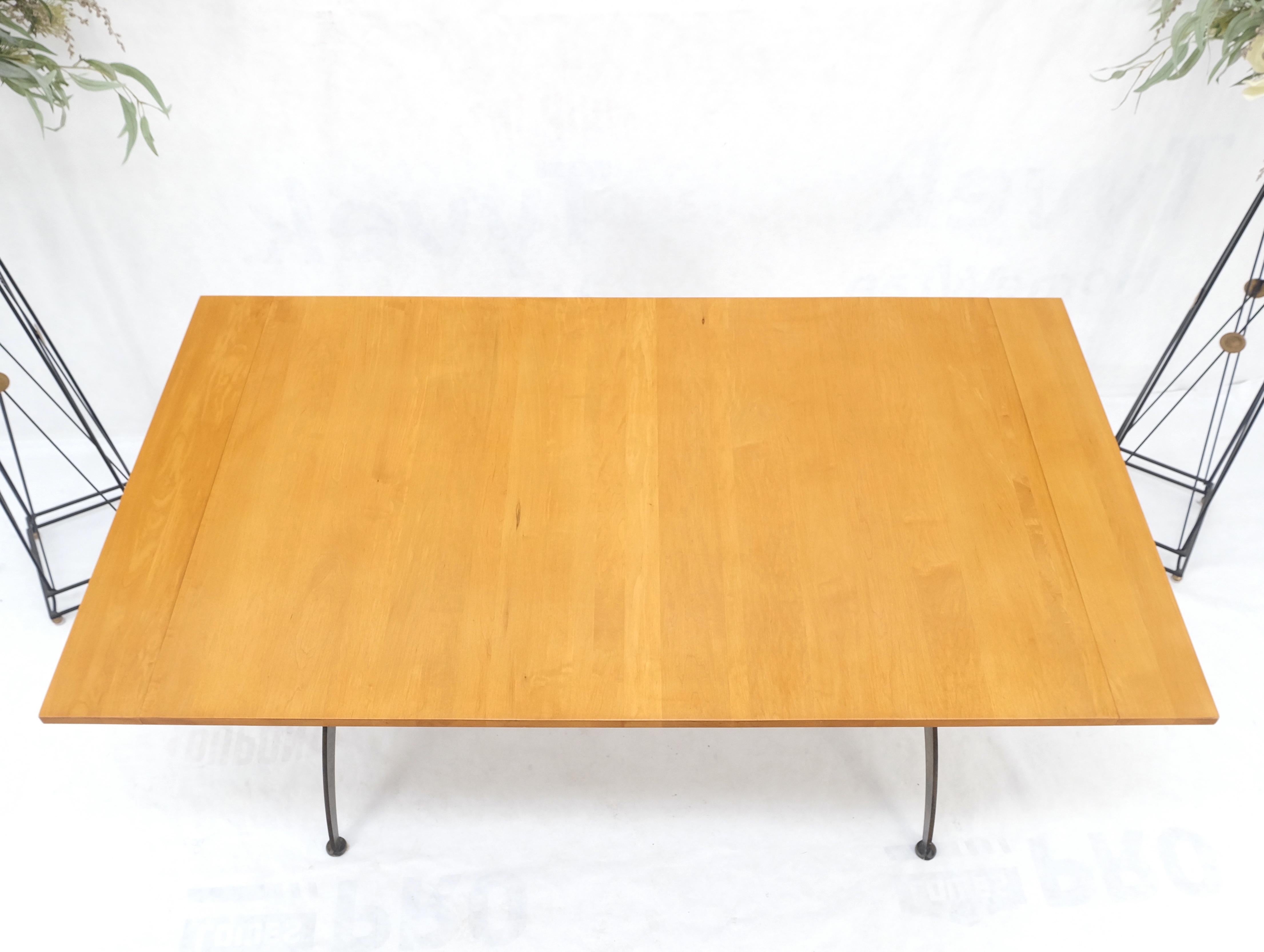 Ethan Allen Solid Maple Forged Wrought Iron Base Dining Table 2 Leafs ...