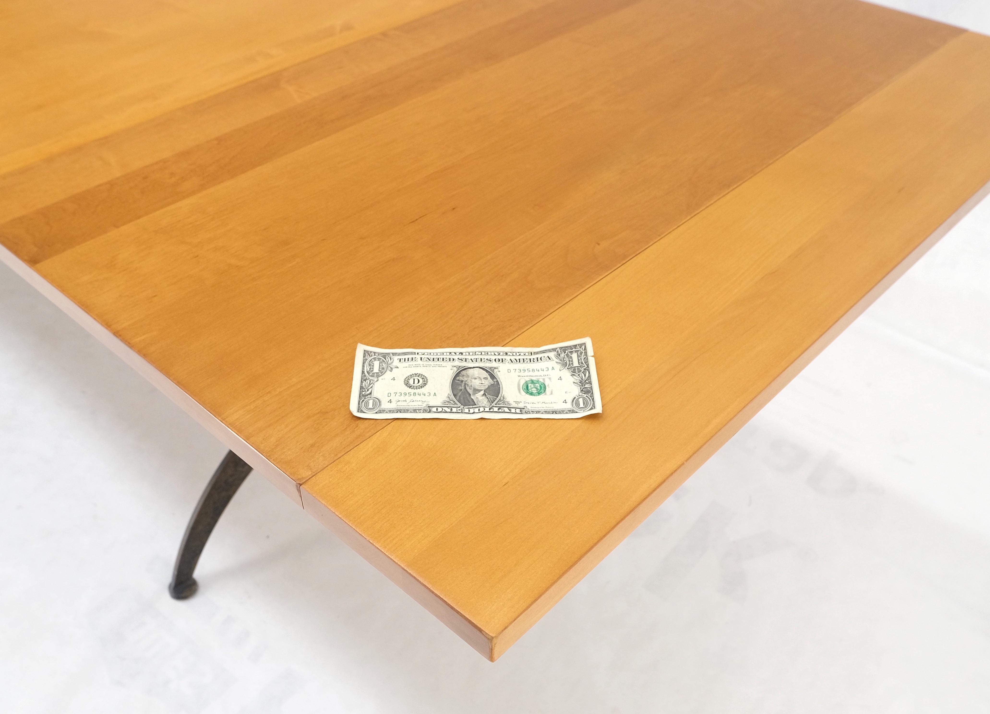 Ethan Allen Solid Maple Forged Wrought Iron Base Dining Table 2 Leafs ...