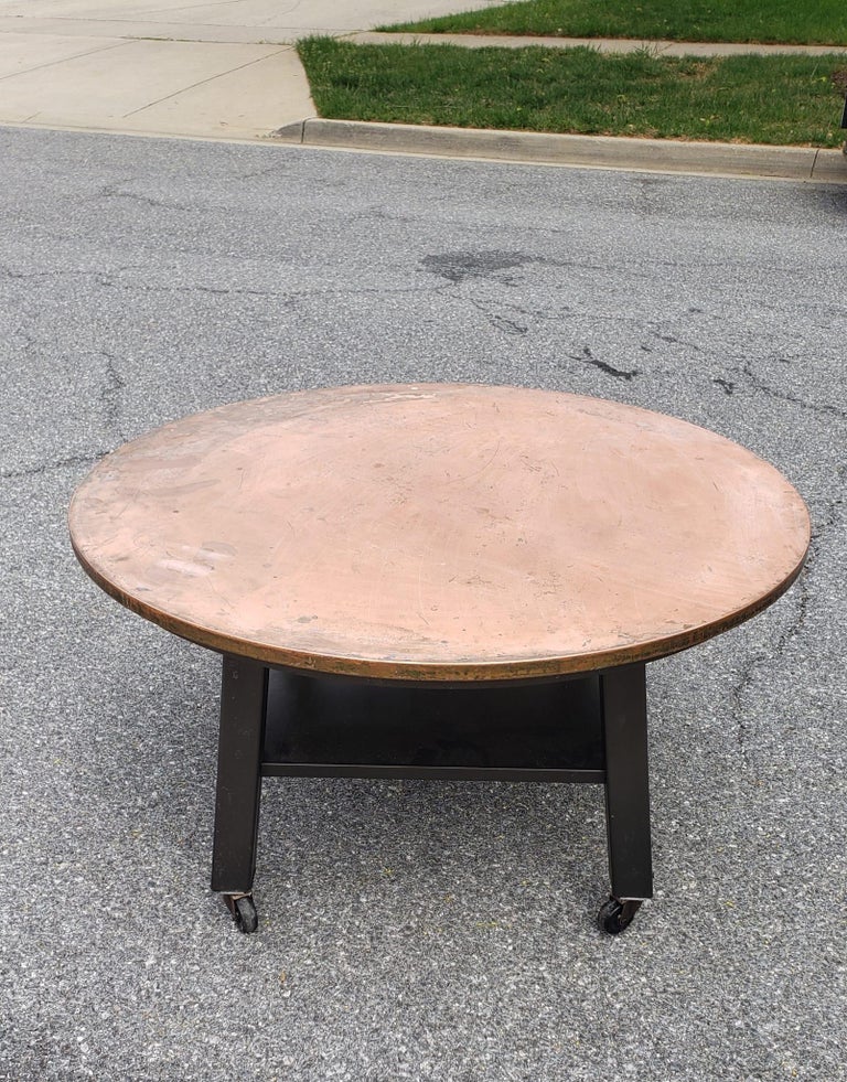 Ethan Allen Two-tier Copper Top Metal Rolling Outdoor or Indoor Coffee ...