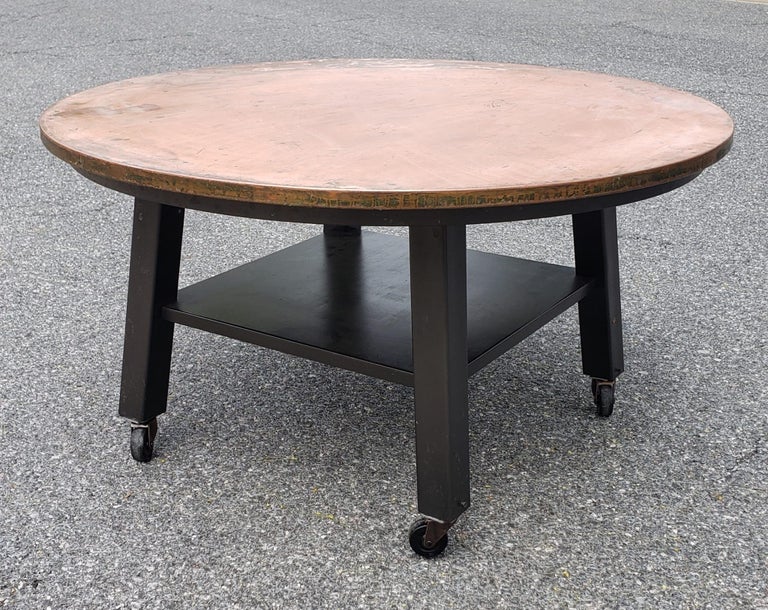 Ethan Allen Two-tier Copper Top Metal Rolling Outdoor or Indoor Coffee ...