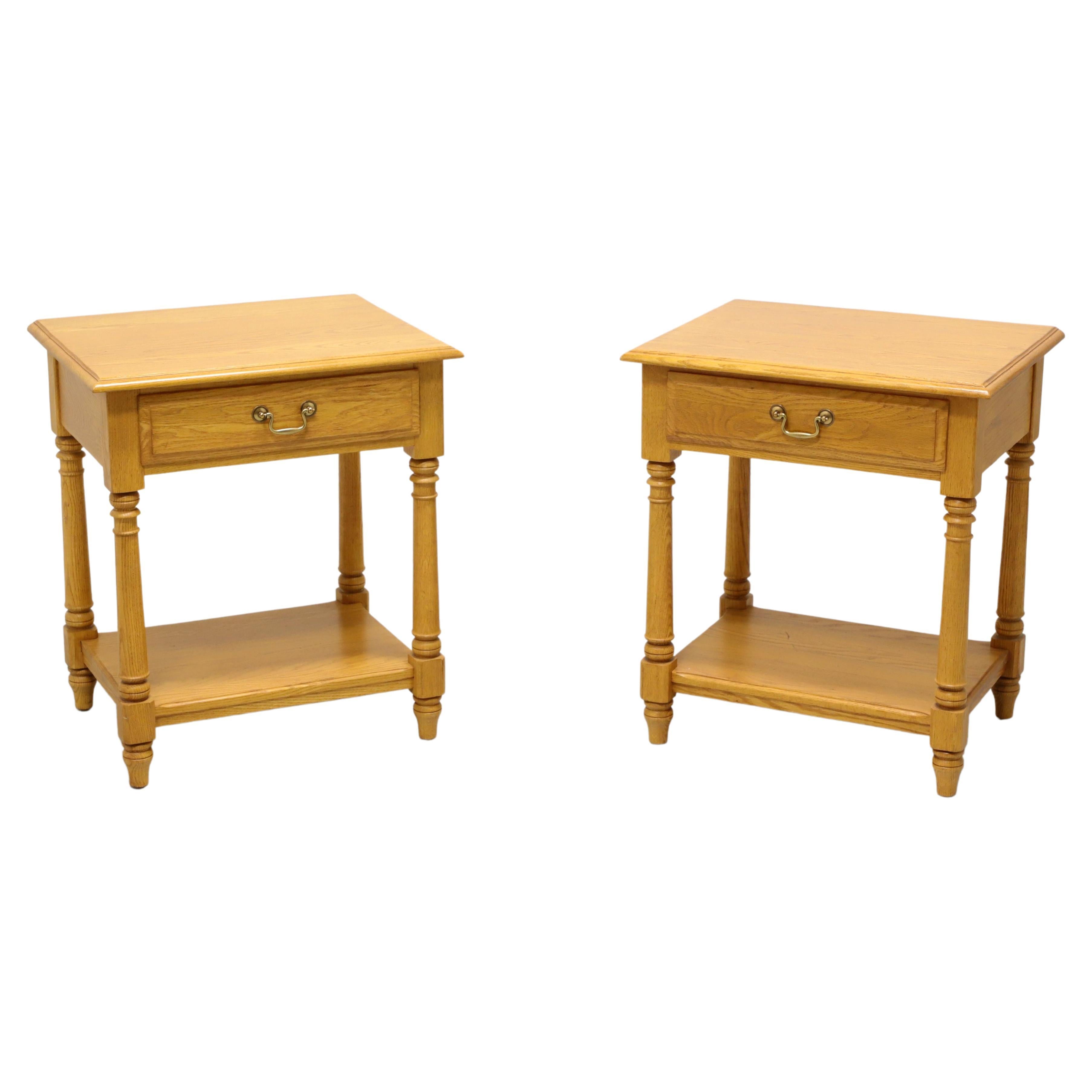 ETHAN ALLEN White Oak Colonial Single Drawer Two-Tier Nightstands ...