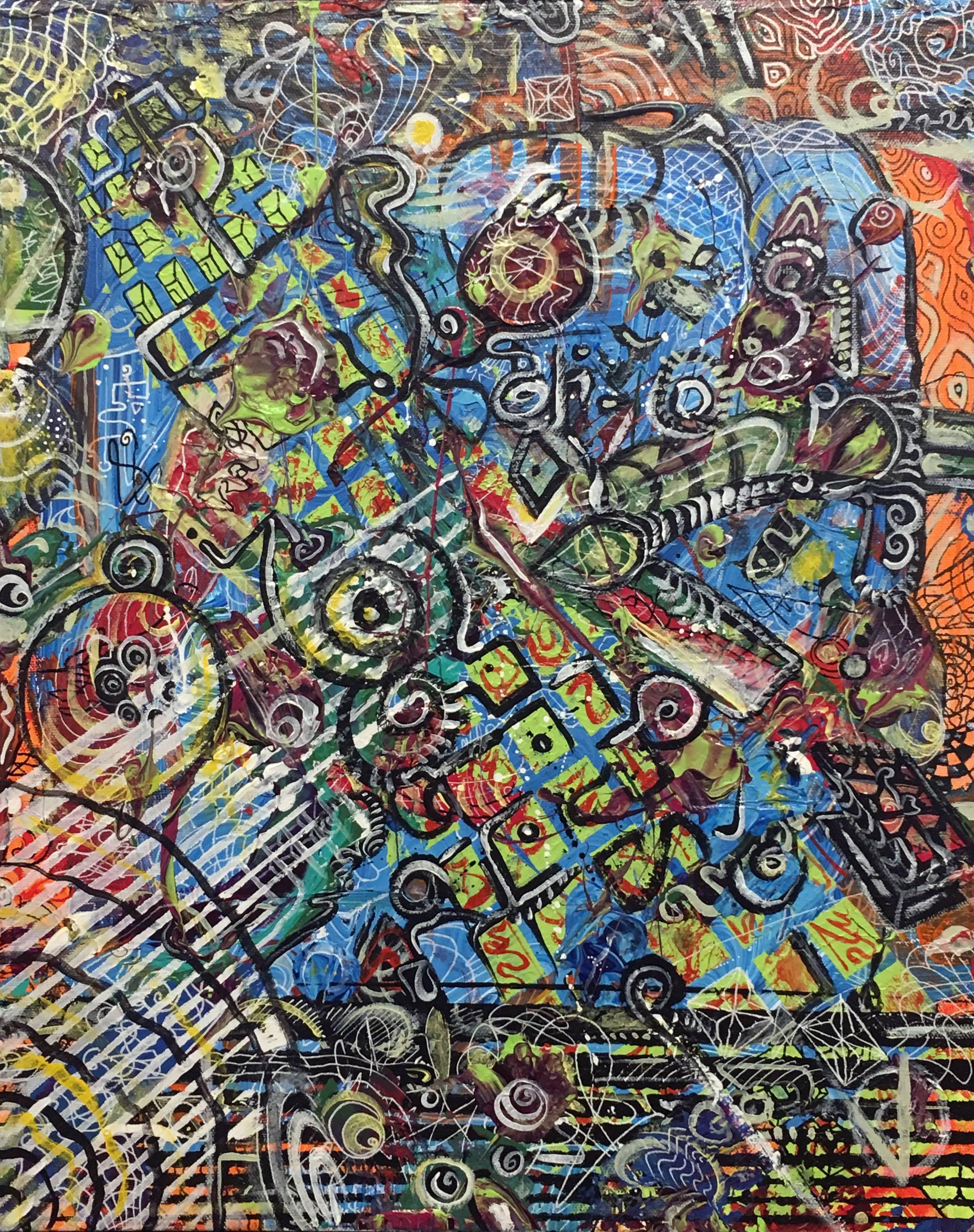 Ethan Meyer - Contemporary Abstract Acrylic Painting on Canvas, Framed ...