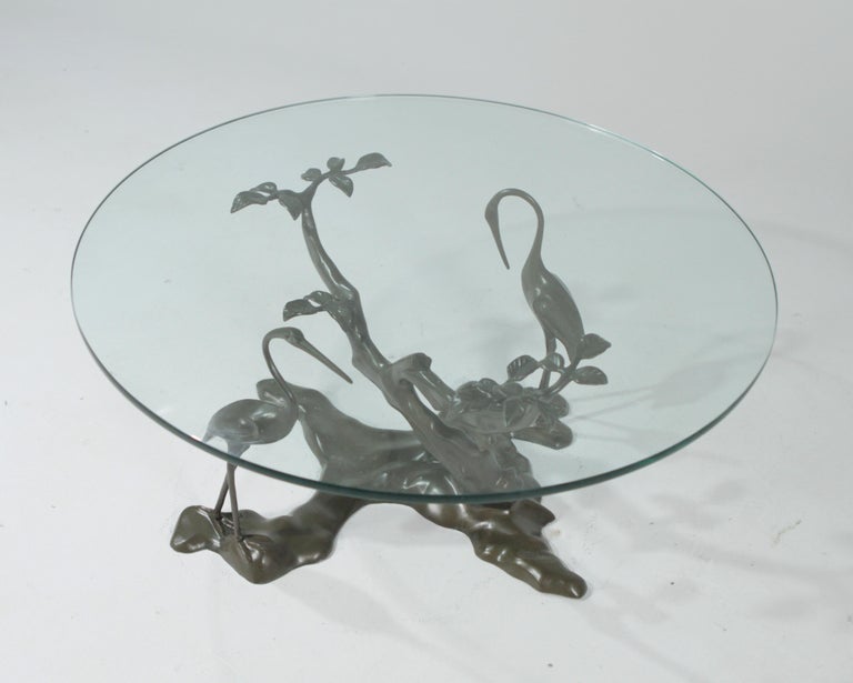 Ethereal Bronze Verdigris Patinated Bonsai Tree and Crane Coffee Table ...