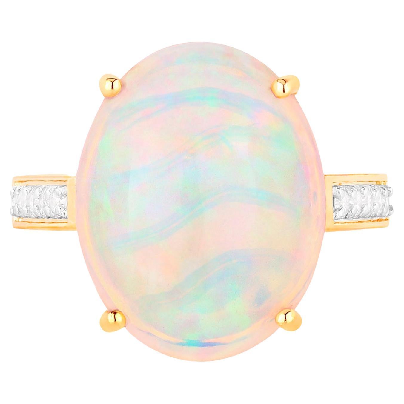 Ethiopian Opal Cocktail Ring With Diamonds 6.75 Carats Total 14K Gold ...