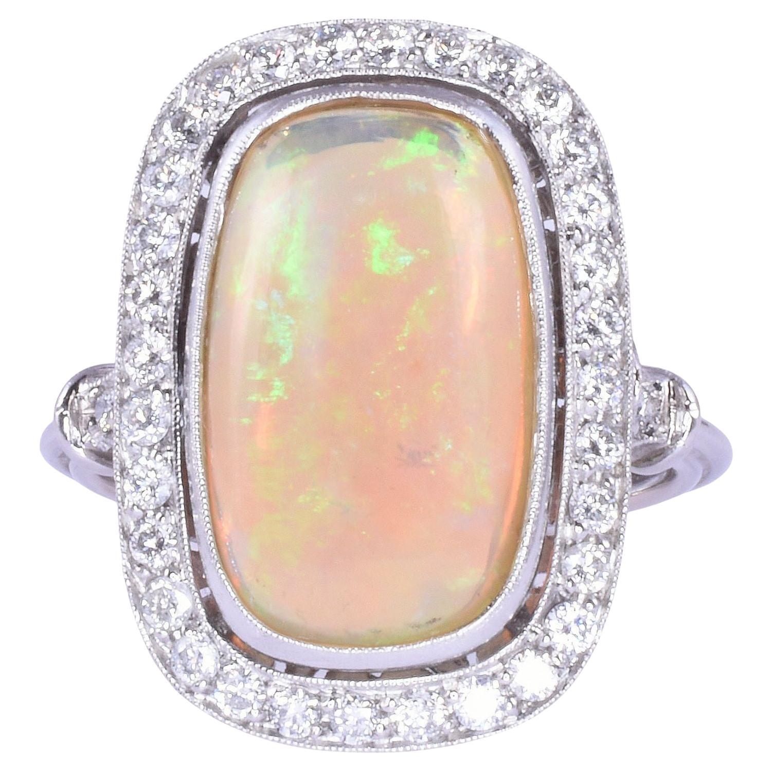Petra Class White Ethiopian Opal Cabochon Matte Gold Ring at 1stDibs