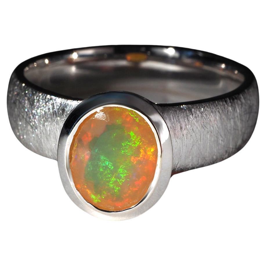 Ethiopian Opal Silver Ring natural faceted opal gift for friend For ...