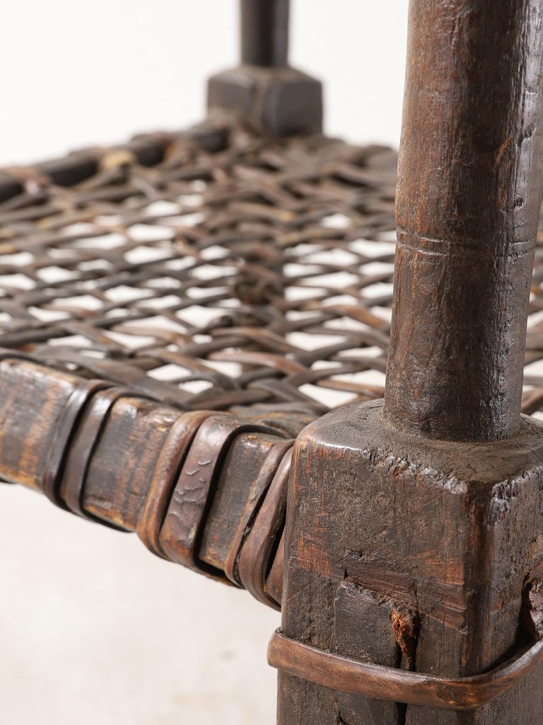 Ethiopian Tribal Chair with Woven Leather Seat For Sale at 1stDibs