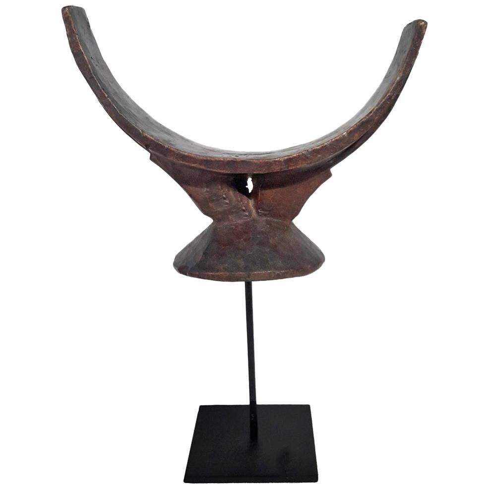 Vintage Ethiopian Leather Shield on Custom Iron Stand For Sale at 1stDibs