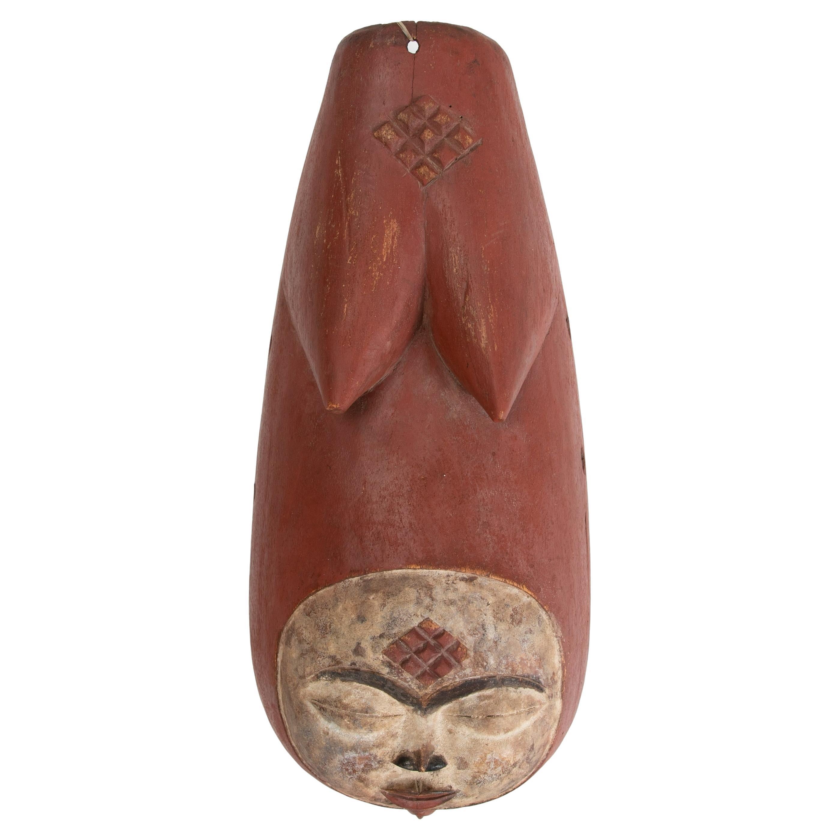 Ethnic 1990s African Hand Carved Wooden 2-Tone Ceremonial Tribal Mask ...