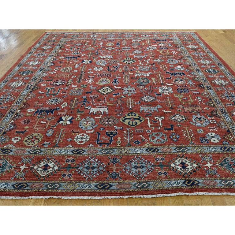 Ethnic and Tribal Peshawar with Ancient Animal Design Hand Knotted Rug ...