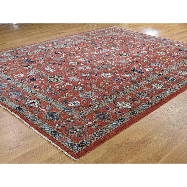 Ethnic and Tribal Peshawar with Ancient Animal Design Hand Knotted Rug ...