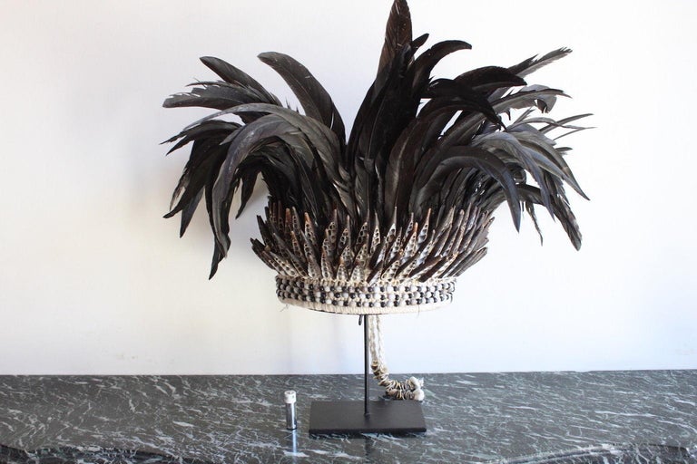 Ethnic Shell and Feather Headdress For Sale at 1stDibs
