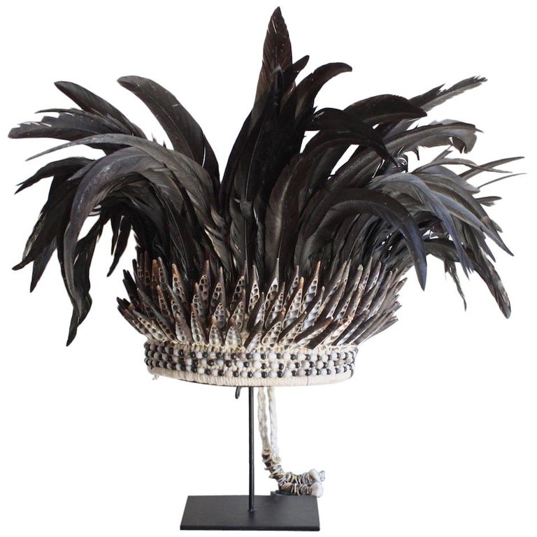 Ethnic Shell and Feather Headdress For Sale at 1stDibs