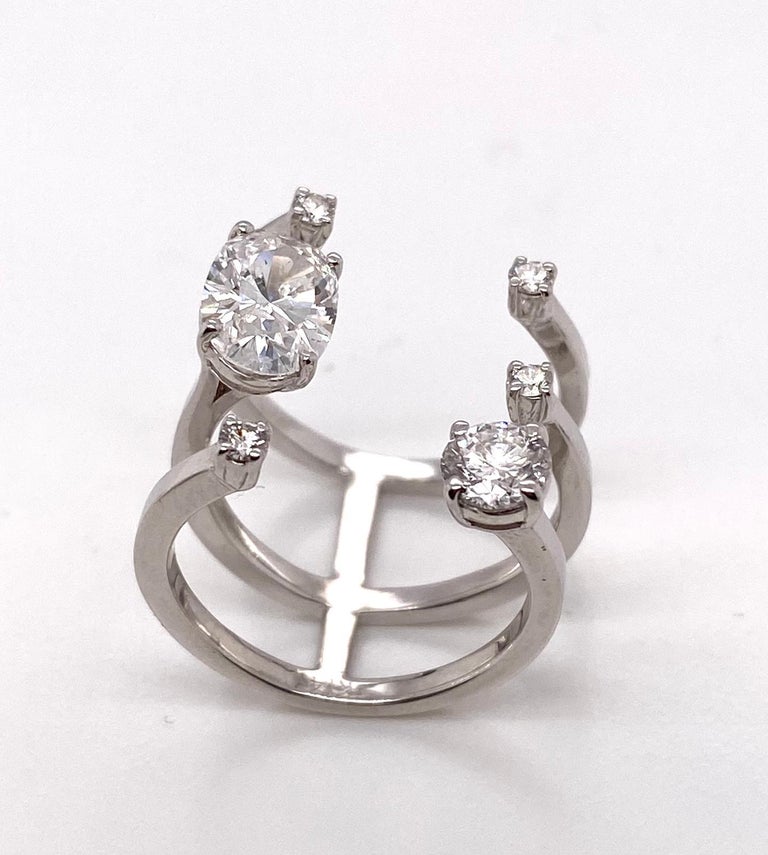 Ethonica Open Cuff Diamond Ring in 14karat Gold For Sale at 1stDibs