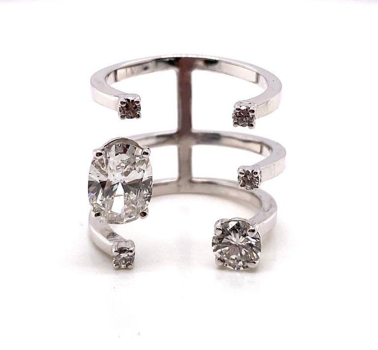 Ethonica Open Cuff Diamond Ring in 14karat Gold For Sale at 1stDibs