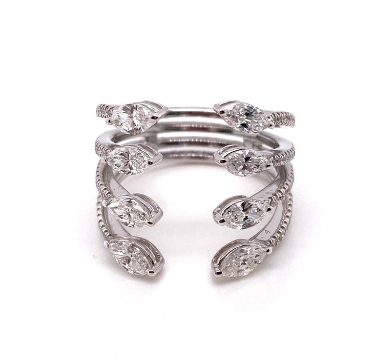 Ethonica Open Cuff Marquise Diamond Ring in 18 Karat Gold For Sale at ...