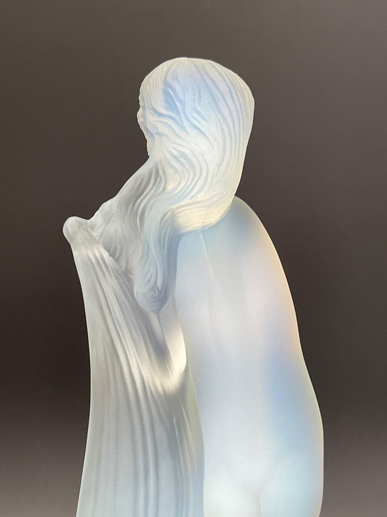 Etling Car Mascot Naked Woman Sculpture In Opalescent Molded Glass For