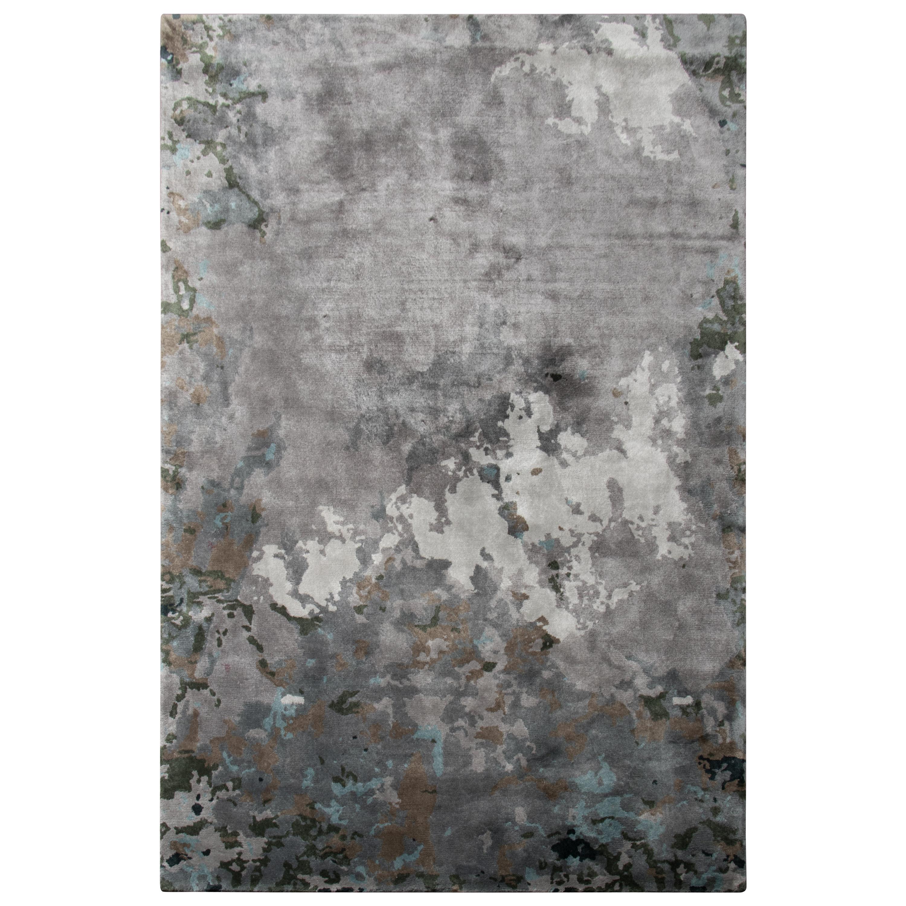 Etna Hand-tufted Tencel Rug in Light Blue and Green For Sale at 1stDibs