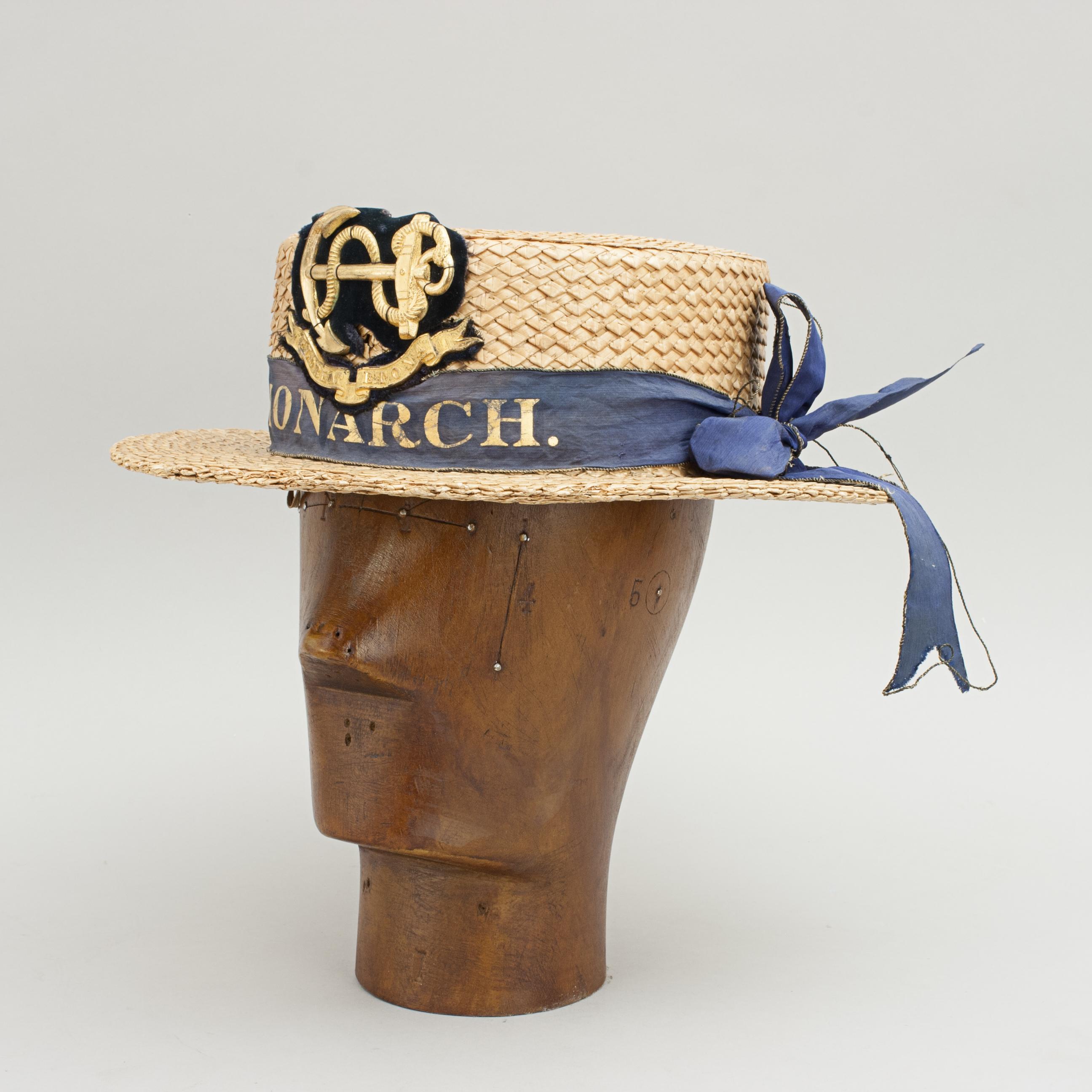 Eton Rowing Procession of Boats Straw Boater, 'Monarch'. 1920s at ...