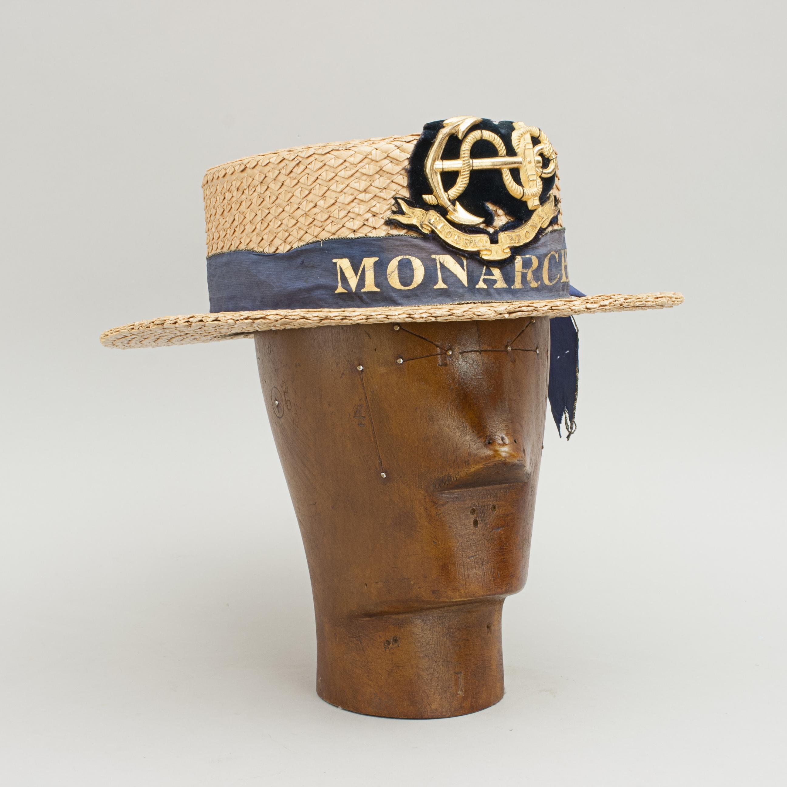 Eton Rowing Procession of Boats Straw Boater, 'Monarch'. 1920s at ...