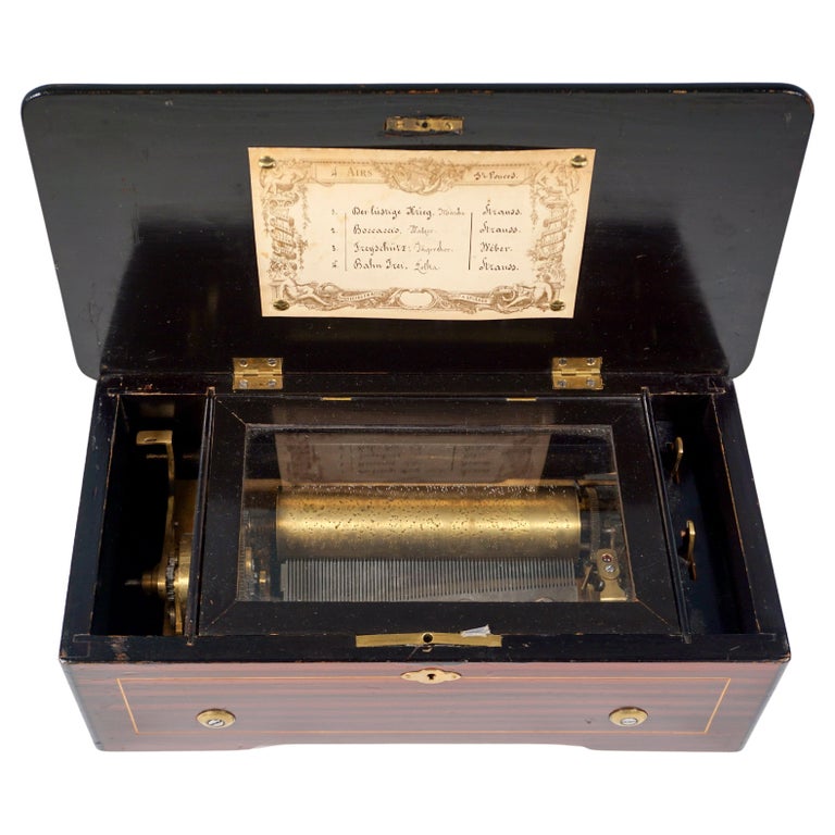 Etouffoirs En Acier Antique Cylinder Music Box 4 Melodies Geneva Swiss ...