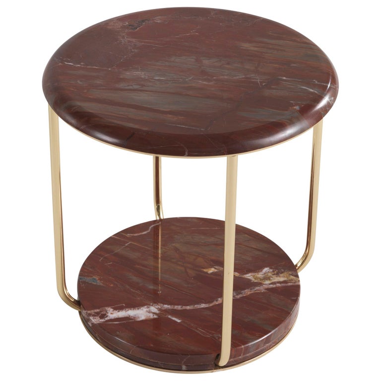 21st Century Ambar Small Table in Red Marble and Brass by Etro Home ...