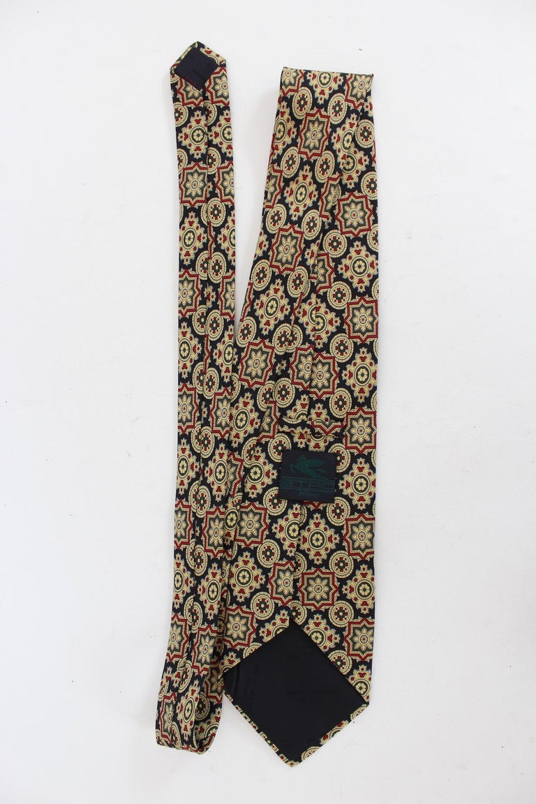 Etro Beige Silk Floral Vintage Tie 90s For Sale at 1stDibs