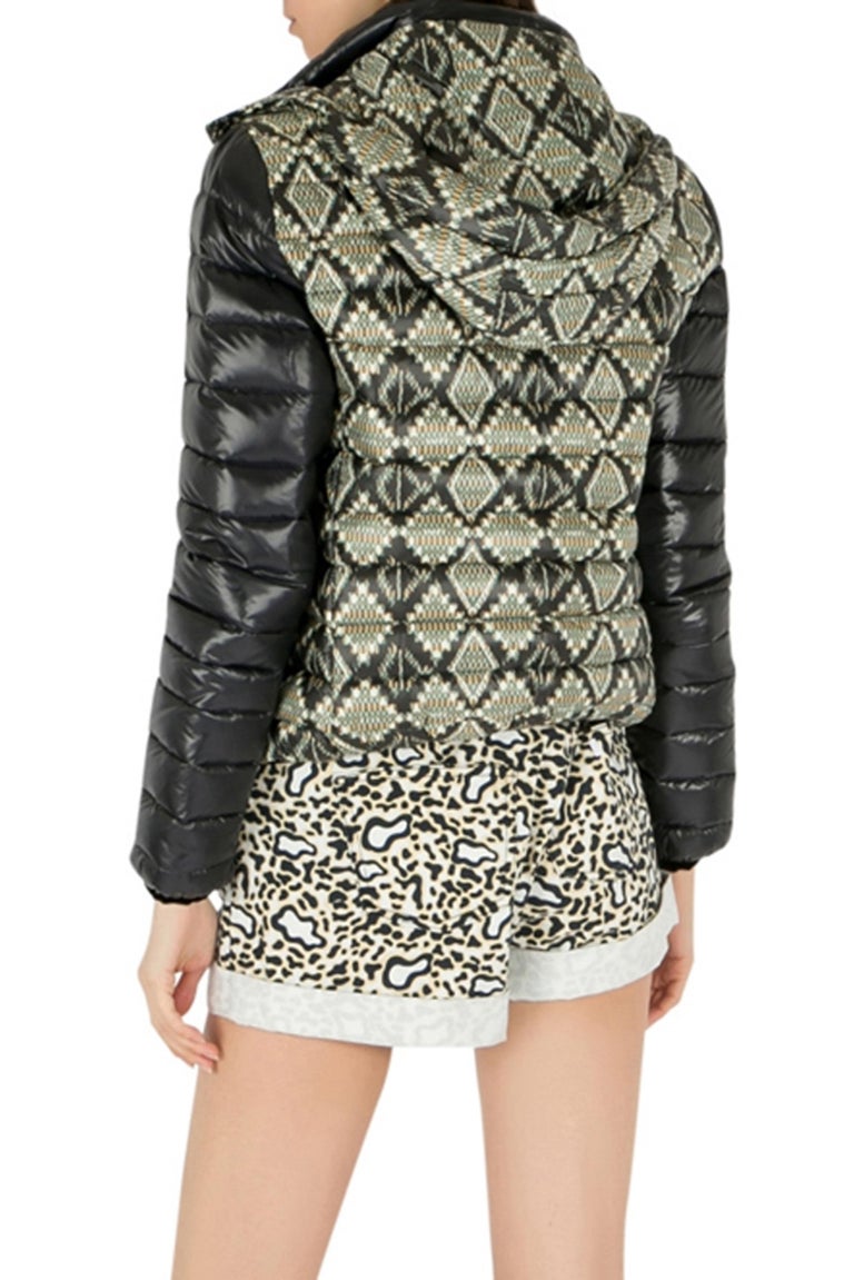 Etro Black Aztec Print Detachable Hood Detail Puffer Jacket M at 1stDibs