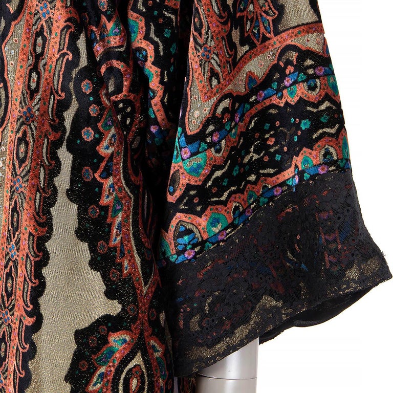 ETRO black and gold LACE TRIM OPEN VELVET TOPPER Coat Jacket OS For ...