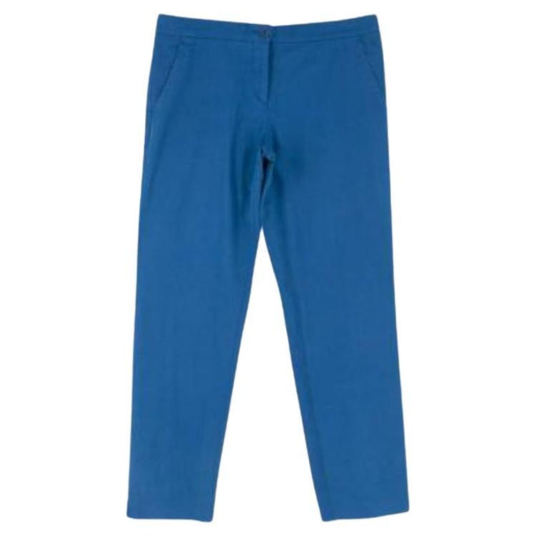 Etro Blue Cotton Ankle Crop Trousers For Sale at 1stDibs