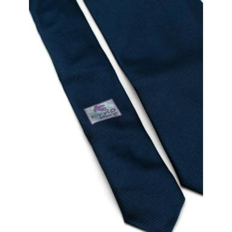 Etro Deep Blue Stripe Silk Tie For Sale at 1stDibs