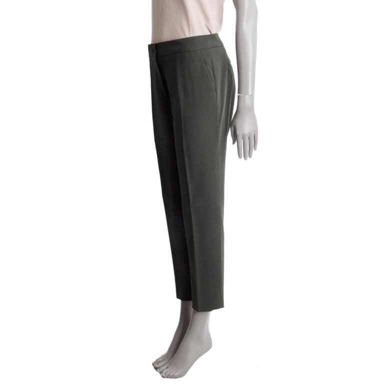 ETRO forest green wool TAPERED Leg Pants 42 M For Sale at 1stDibs
