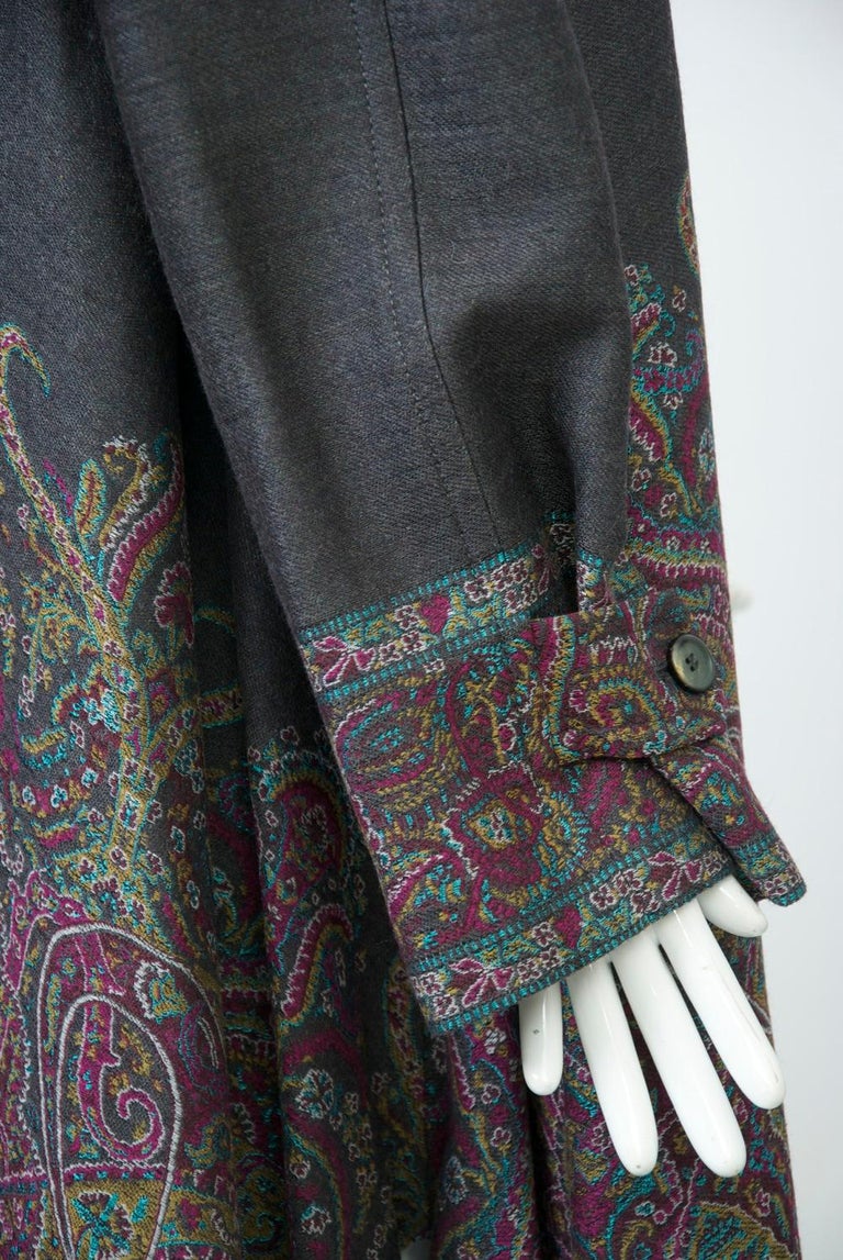 Etro Gray Wool/Paisley Coat with Handkerchief Hem at 1stDibs