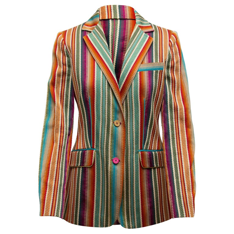 Etro Green and Multicolor Striped Blazer at 1stDibs